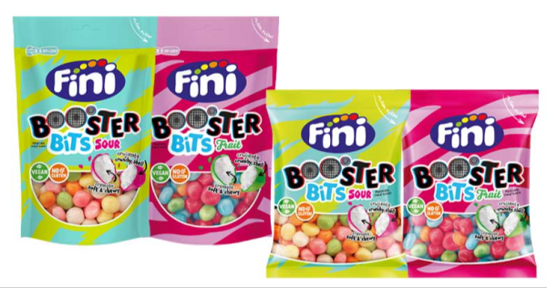 Fini Boooster Bits Sour y Fini Boooster Bits Fruit, de Fini Golosinas
